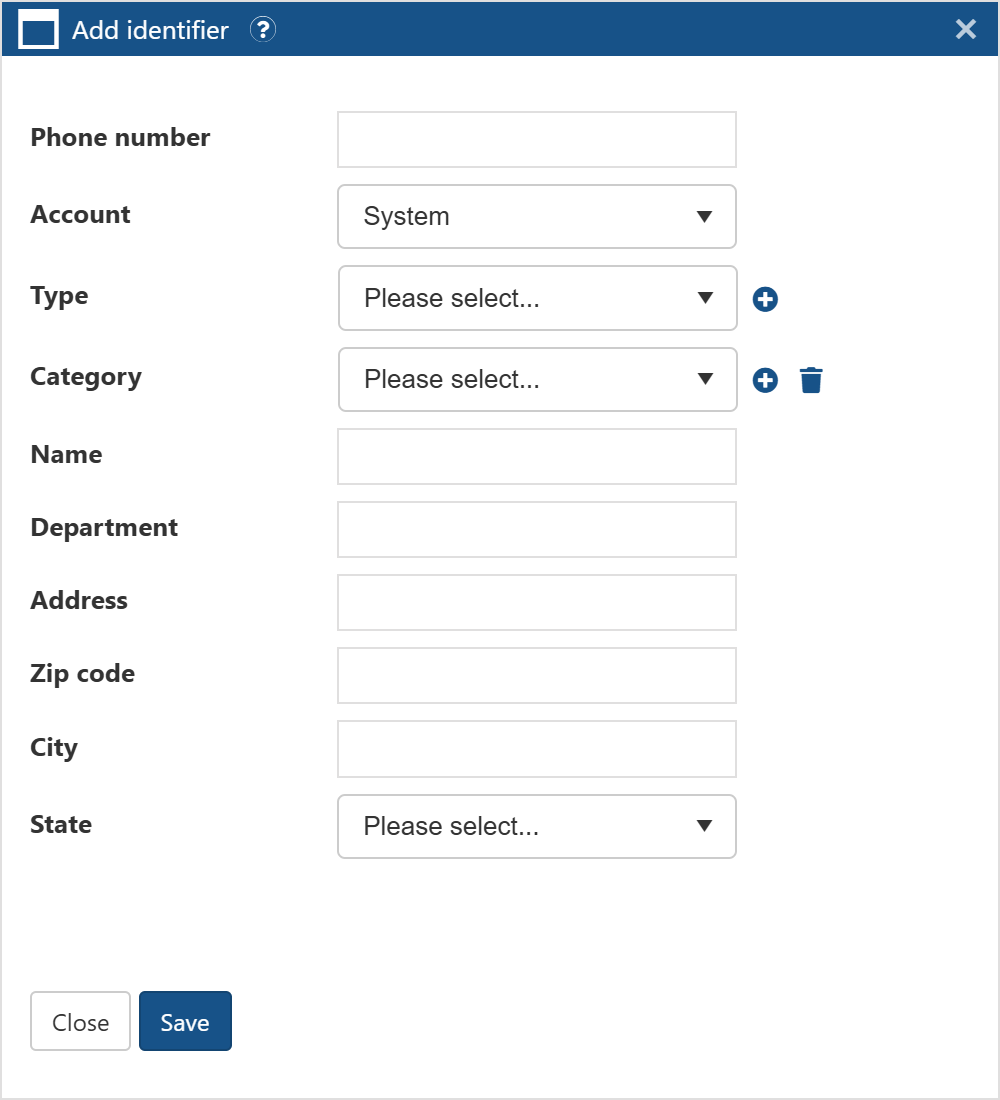 Add/Edit identifier dialog box