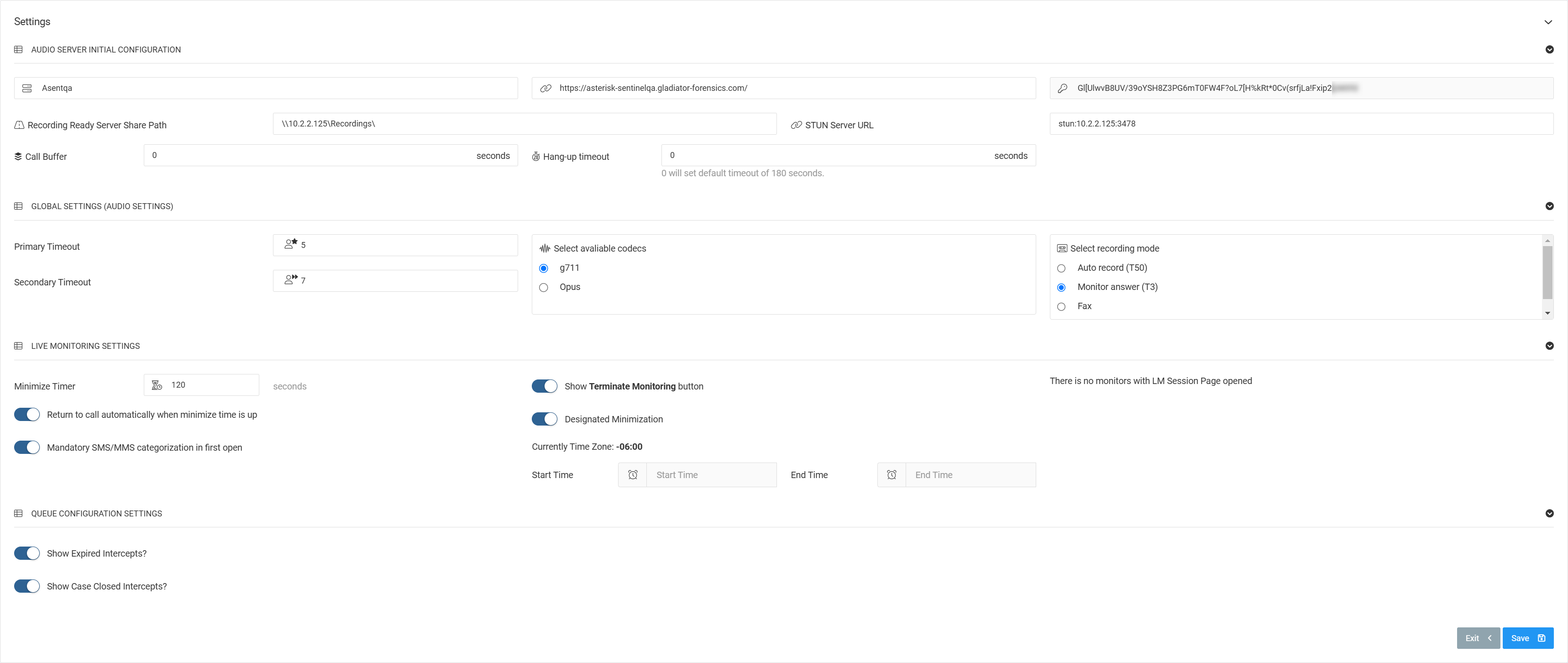 Queue management settings screen