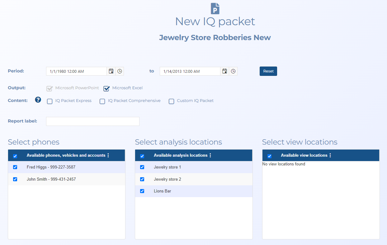 New IQ packet screen