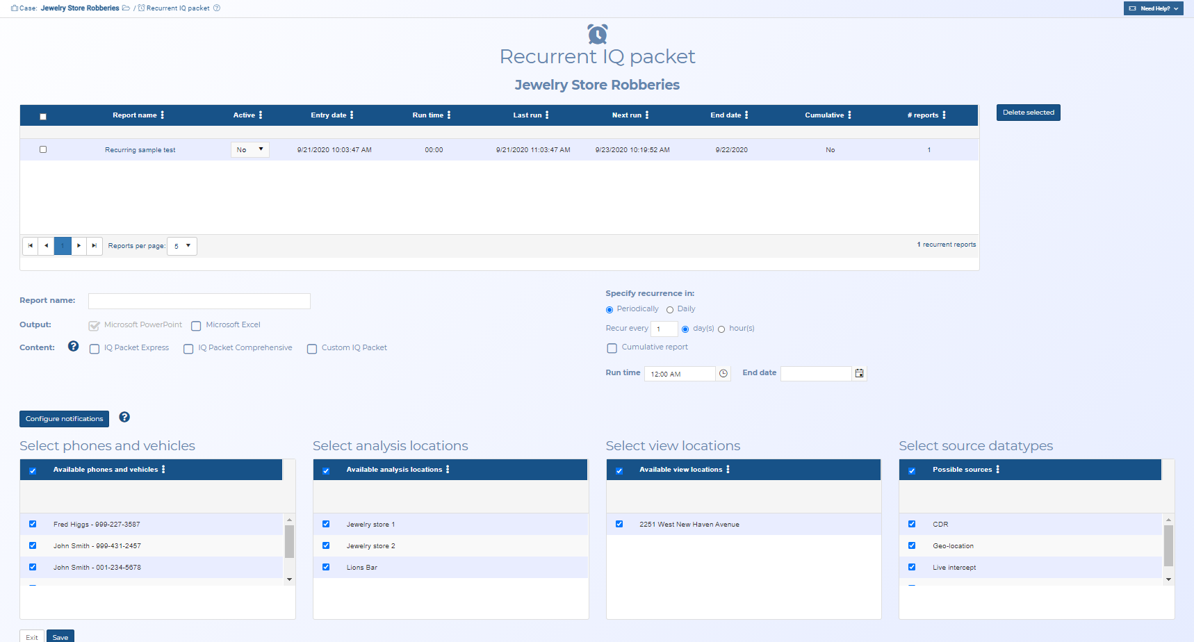 Recurrent IQ packet screen
